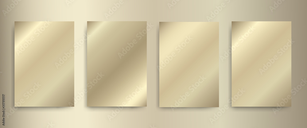 Gold vector banners, flyers, poster, cover, gift cards set with golden ...