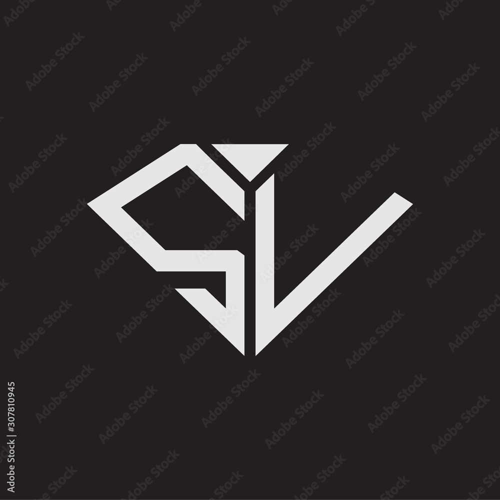 SV Logo monogram with diamonds shape ribbon designs template isolated ...