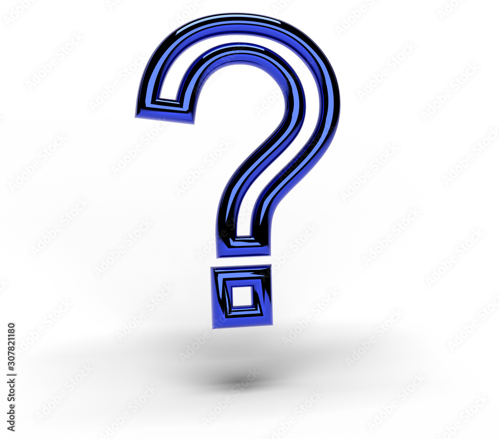 Blue question mark sign on white background. 3D rendering. Stock ...