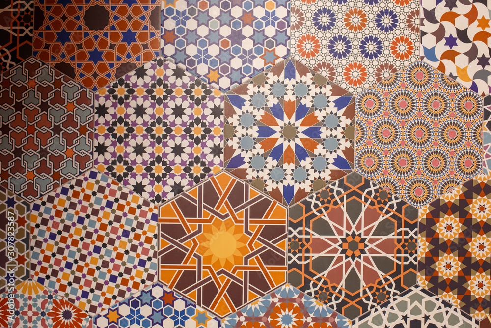 Ceramic tiles texture and background, hexagonal patterns Stock Photo ...