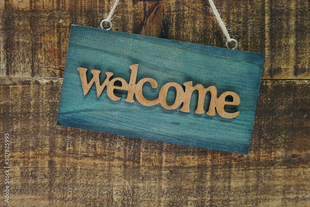 Welcome sign and home decor with space copy background Stock Photo ...