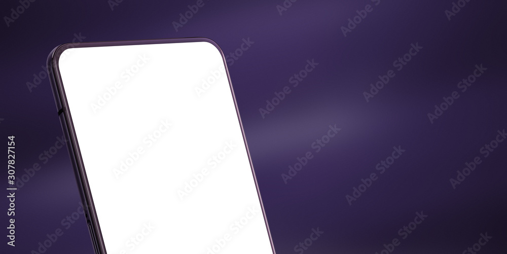 Mobile phone close-up. Close-up scene with isolated screen for mockup ...