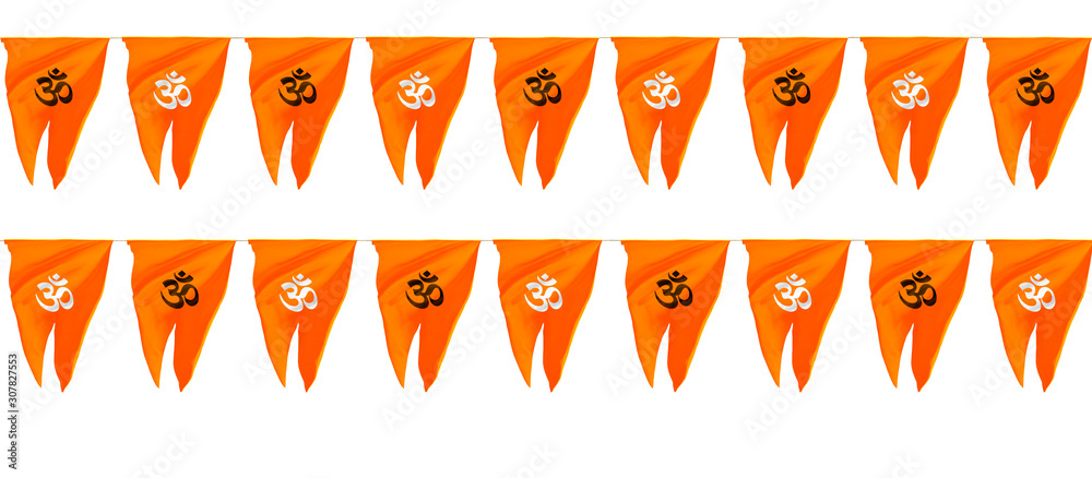 OM FLAG BANNERS FLYING WITH WHITE AND BLACK OM SYMBOL ILLUSTRATION ...