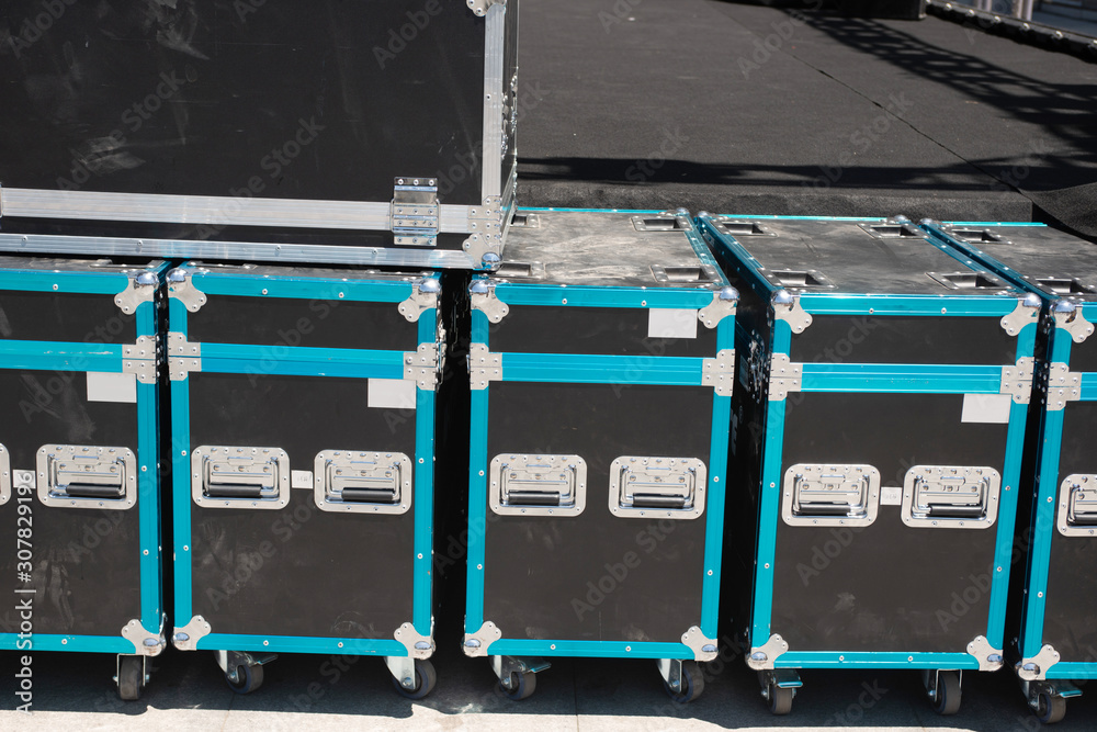 Lighting equipment box behind the stage. Stock Photo | Adobe Stock