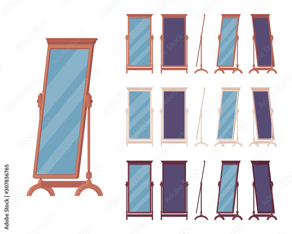 Fitting floor mirror, full-length dressing room or bedroom standing ...