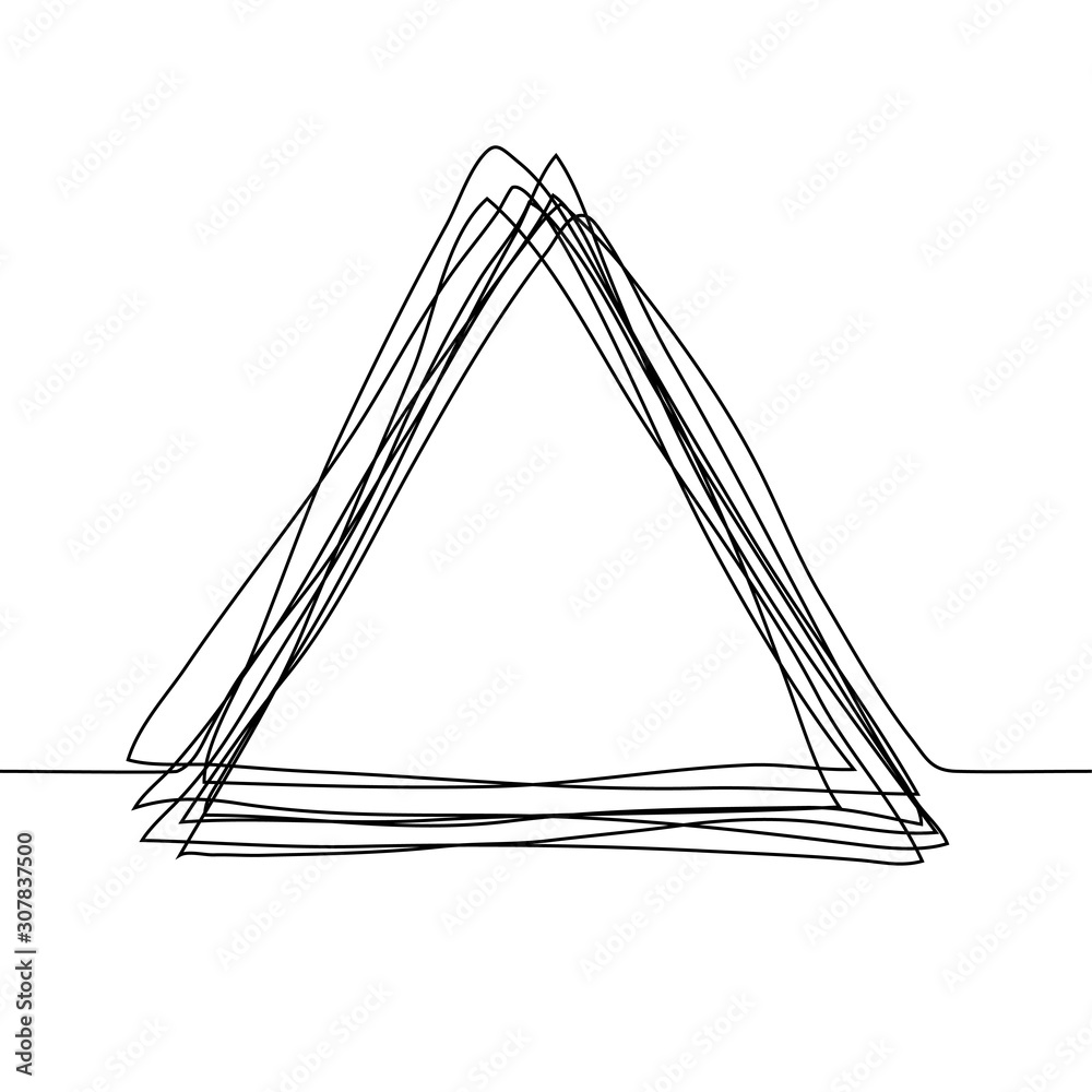 Continuous one line drawing of an triangular frame in the sketch ...