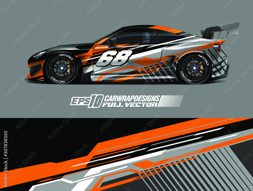 Race car graphic livery design vector. Graphic abstract stripe racing ...