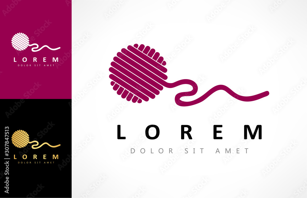 Knitting logo vector. Knitting a ball of thread logo vector. Stock ...