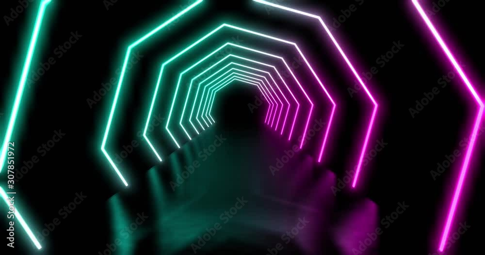 Blue and mauve neon abstract tunnel showing futuristic technology ...
