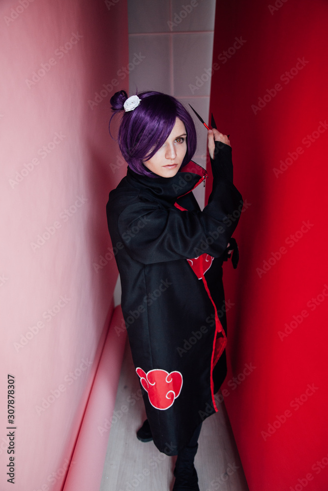 Beautiful woman anime cosplayer with purple hair Japan Stock Photo ...