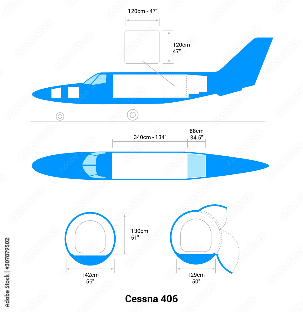 Cessna 406 Airplane. Cargo Aircraft Guide Stock Vector | Adobe Stock