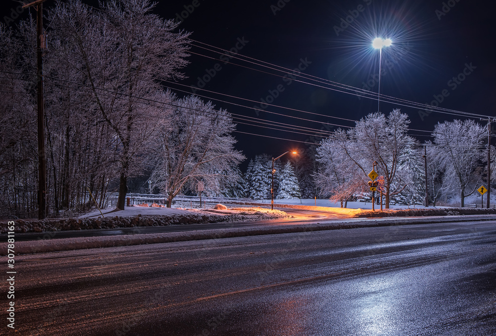 Sparkling Snow At Night