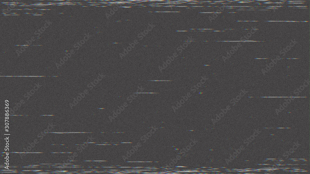 Horizontal distortion of broken video image on black background, VHS ...