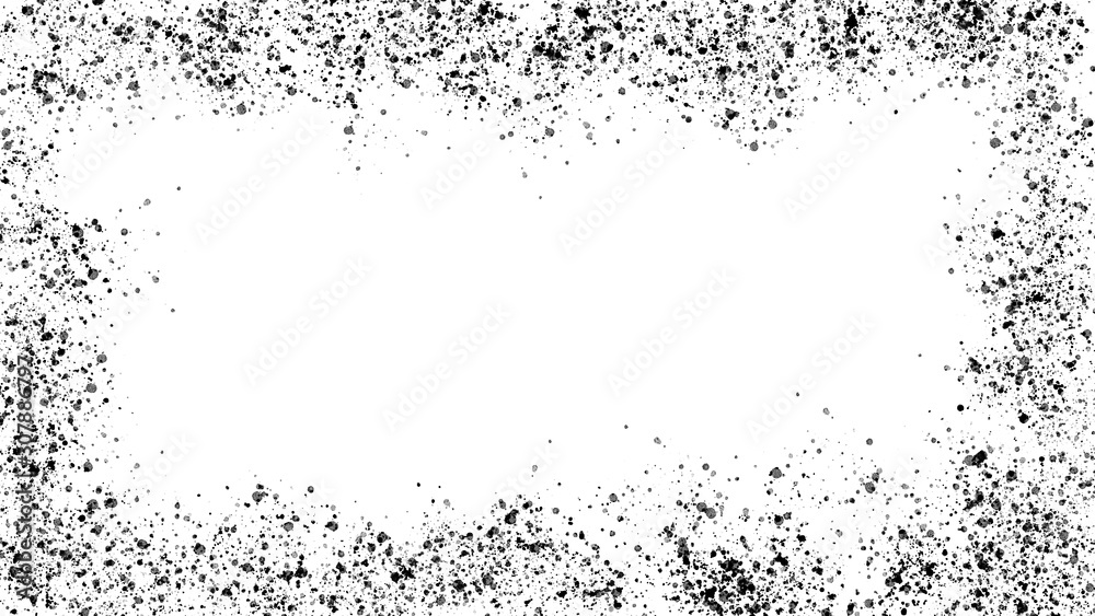 Abstract frames black dust isolated on white background, grainy overlay ...