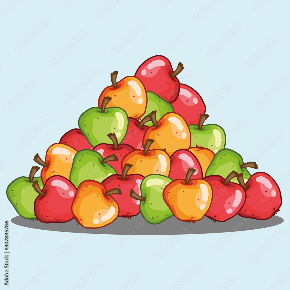 Pile of apples icon. Vector illustration set of apples. Hand drawn ...