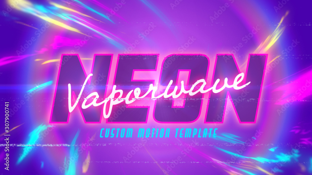 Neon Vaporwave Titles Stock Template | Adobe Stock