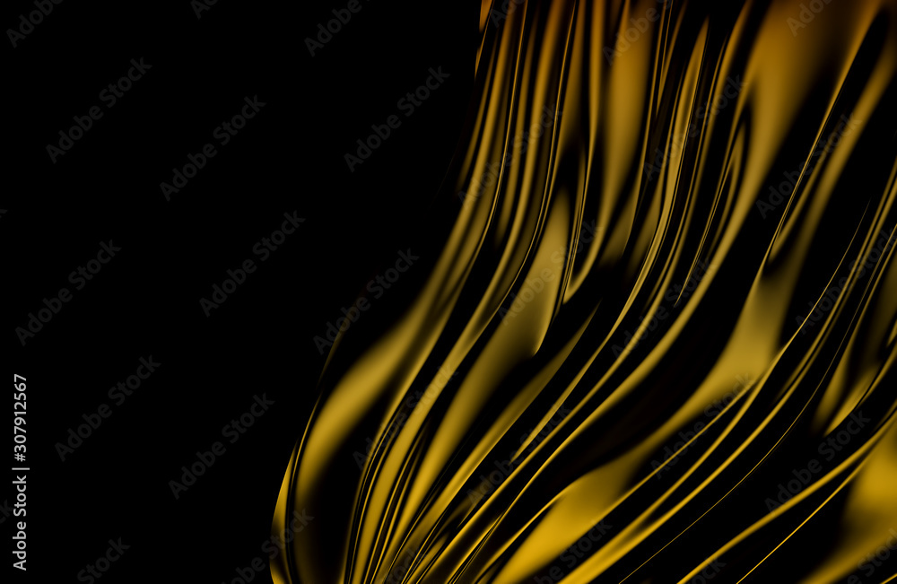 Gold wavy background color splash, elegant classy design. 3d render ...