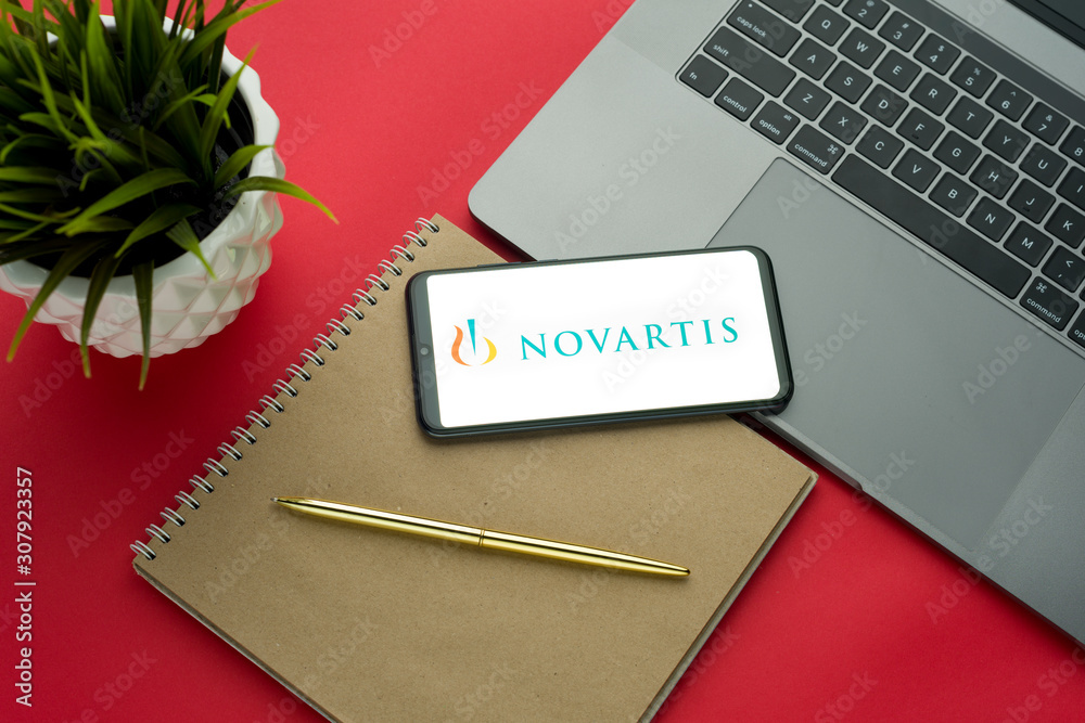 Tula, Russia - 06 december 2019: Novartis logo visible on display ...