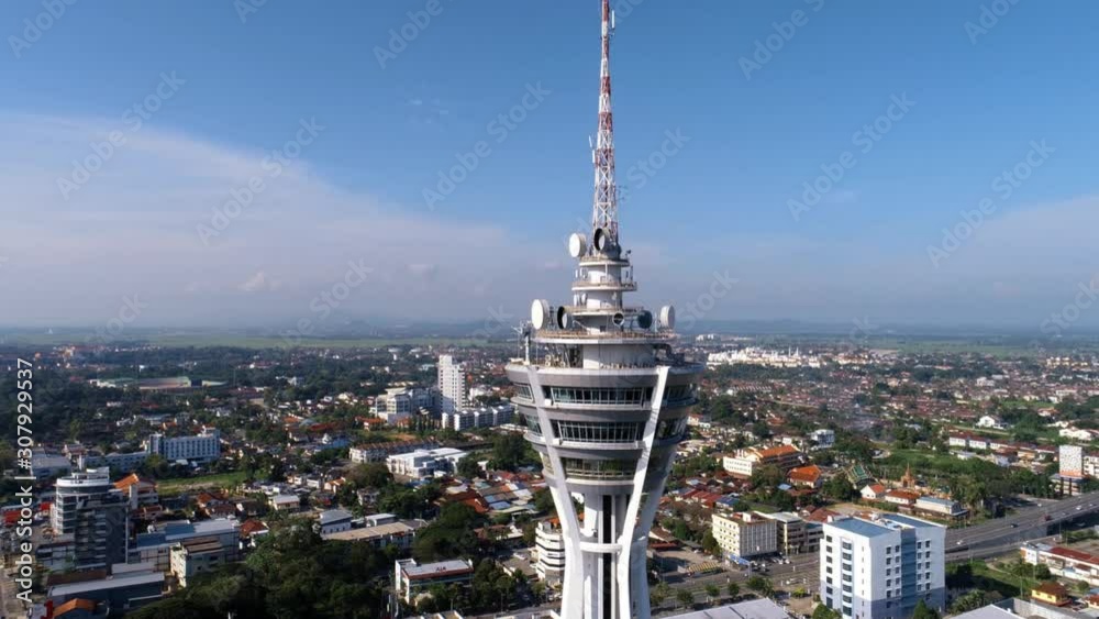 Aerial 4k footage of Alor Setar tower.The Alor Setar Tower is 166 m ...