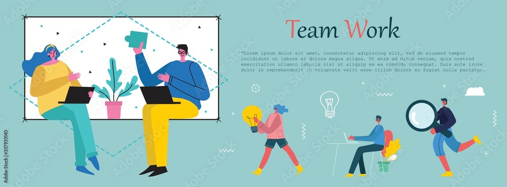 Vector illustration concept flat design of Teamwork concept.People ...