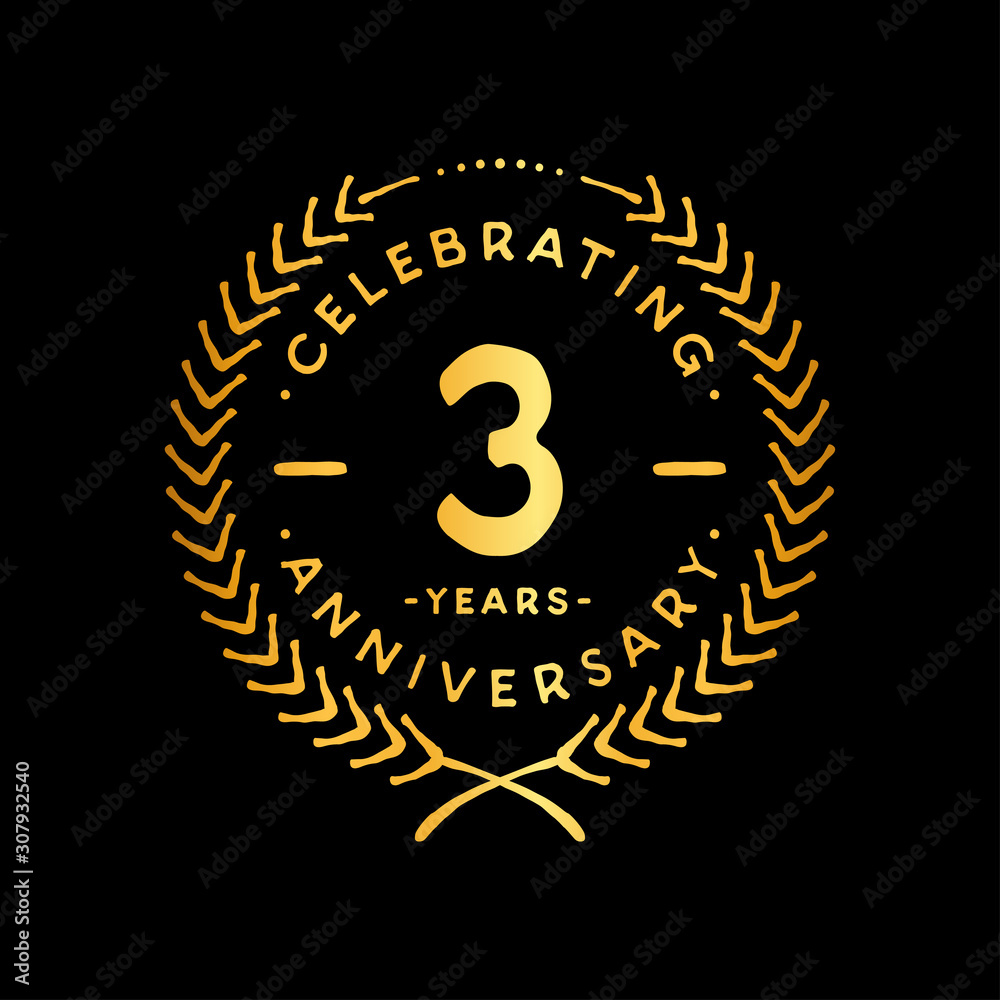 3 years design template. 3rd vector and illustration. Stock Vector ...