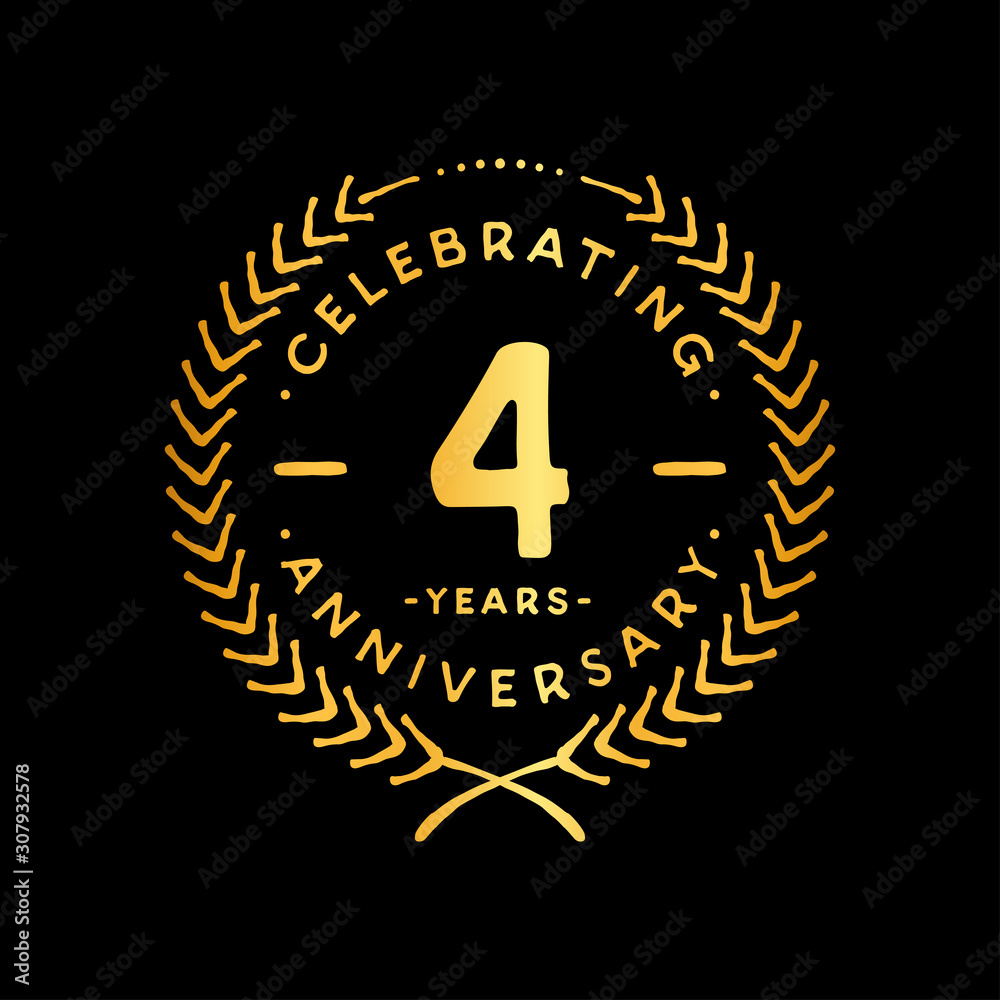 4 years design template. 4th vector and illustration. Stock Vector ...