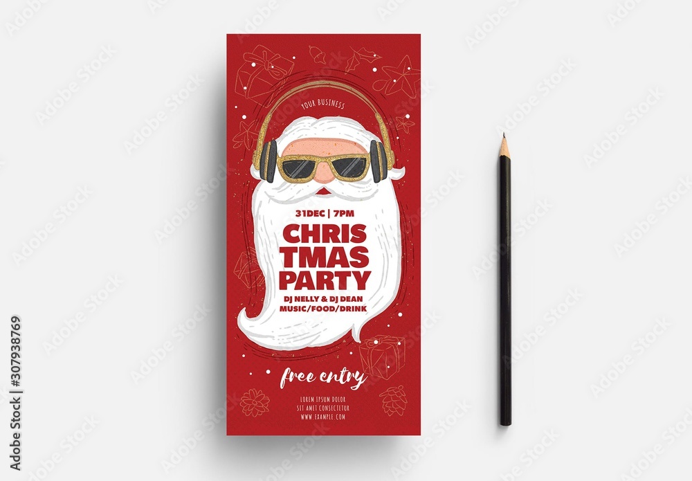 Dj Santa Christmas Party Flyer Layout Stock Template | Adobe Stock