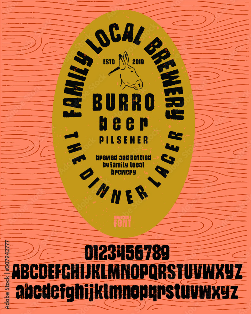 " beer " typeface. Vector hand crafted font in medieval style with ...