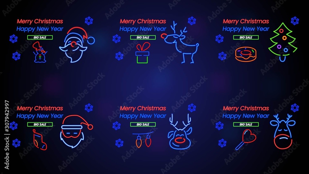 Creative Neon Christmas Title Stock Template | Adobe Stock
