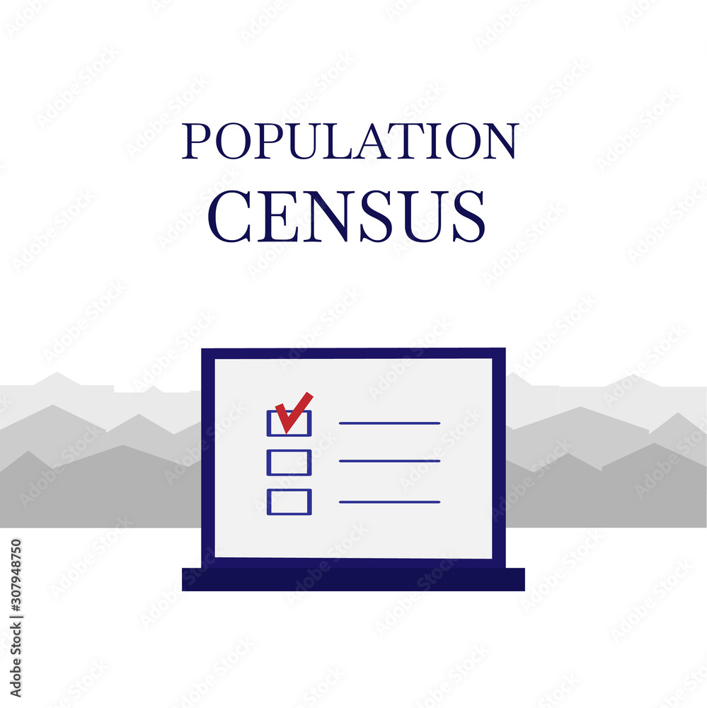 Electronic population census. List in electronic form on a laptop ...