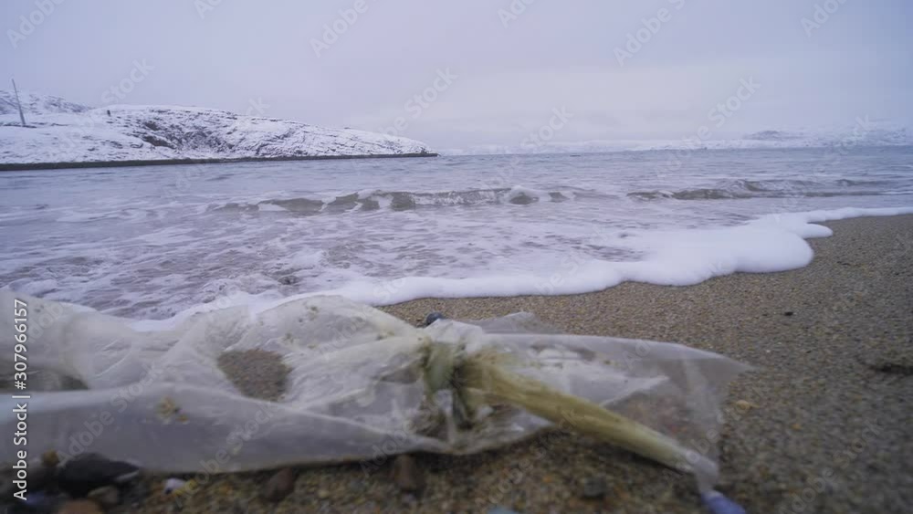 Arctic ocean pollution concept. Plastic pollution trash on the ocean ...