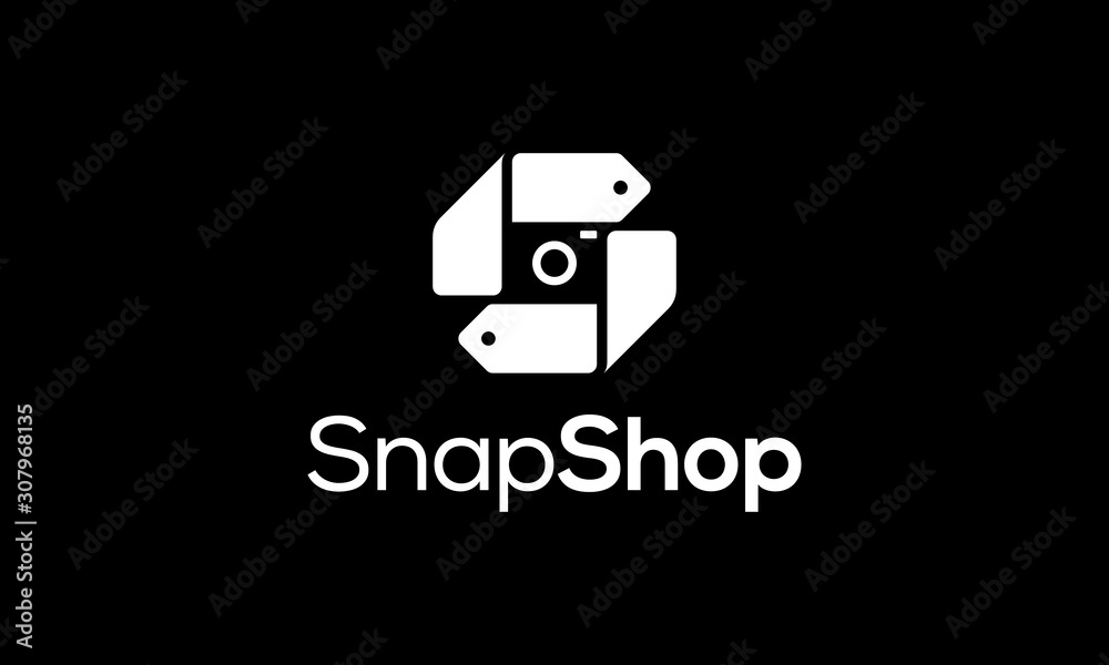 Negative space logo combination from letter S, price tag, and camera ...
