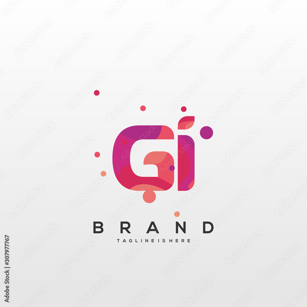 Initial letter GI logo with colorful, letter combination logo design ...