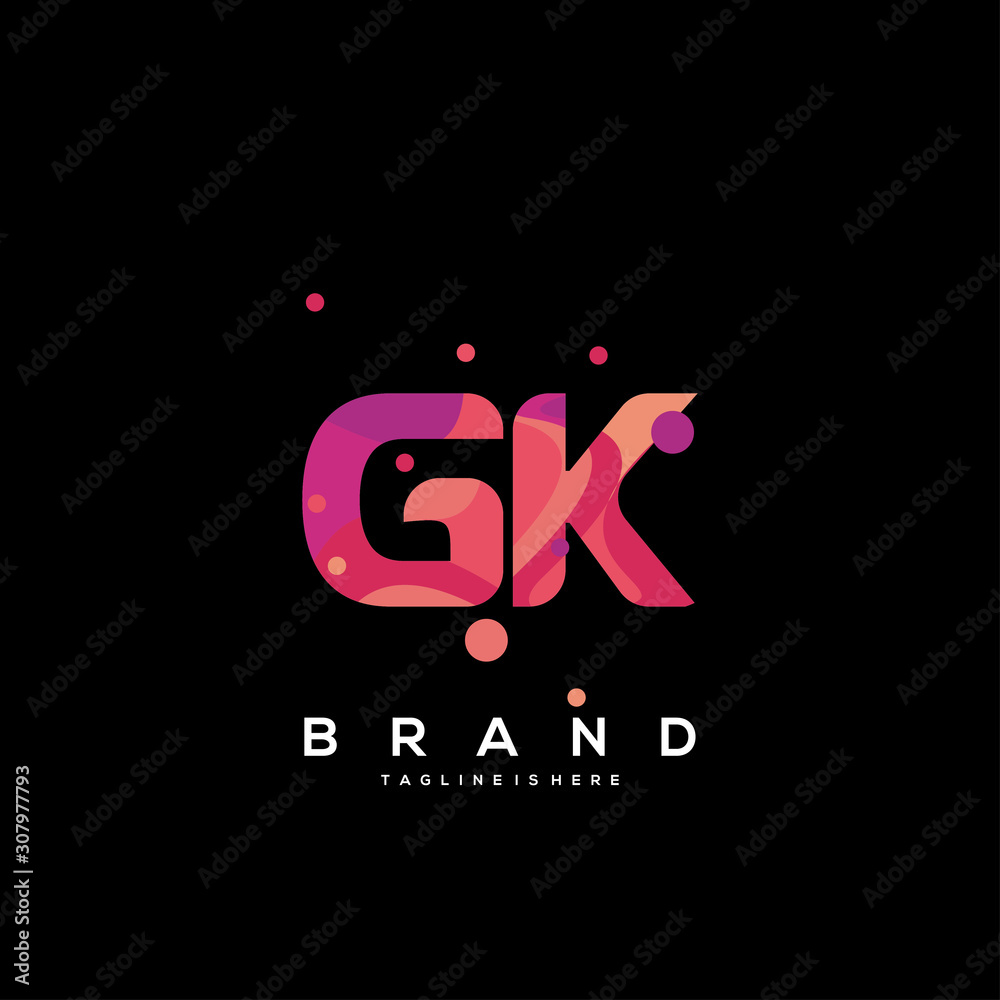 Initial letter GK logo with colorful, letter combination logo design ...