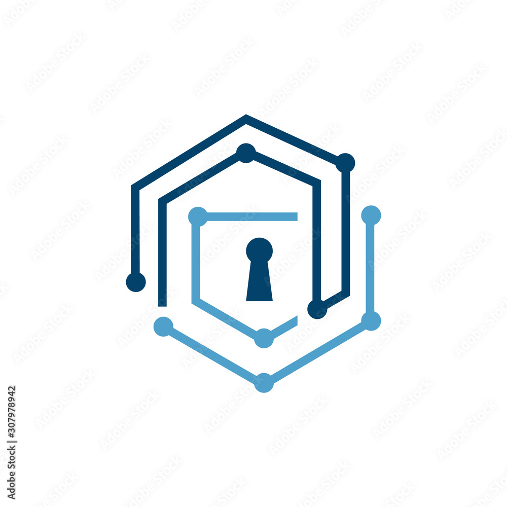 encrypted data cyber security logo design vector. algoritm digital tech ...