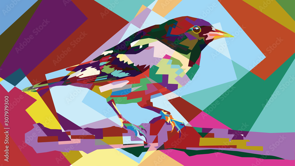 vector bird. bird illustration, pop art, WPAP, acrylic illustration ...