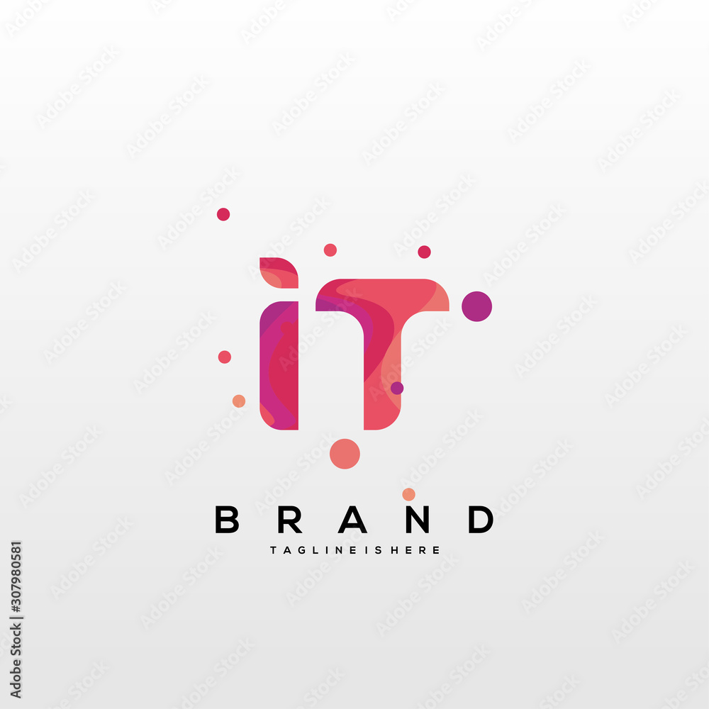 Initial letter IT logo with colorful, letter combination logo design ...