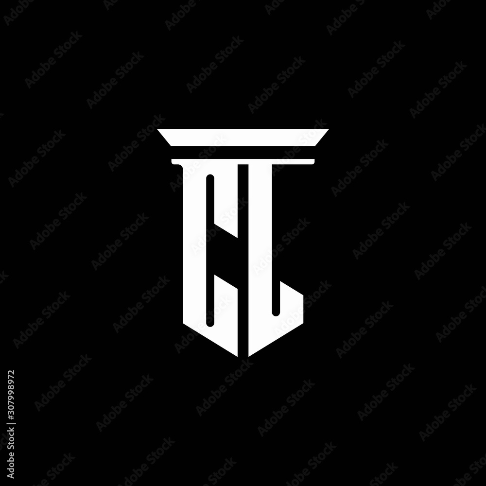 CL monogram logo with emblem style isolated on black background Stock ...