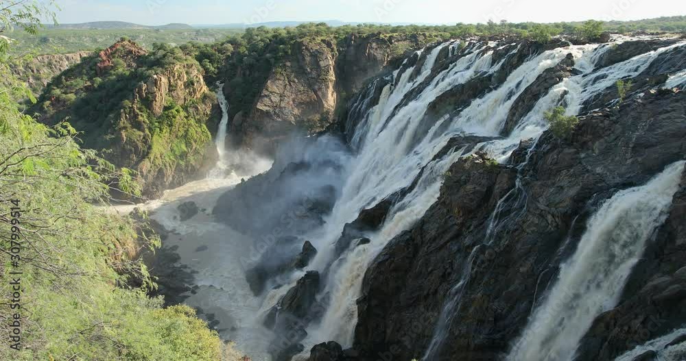 famous Ruacana waterfalls on the Kunene River, Northern Namibia border ...