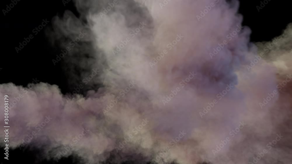 A magical explosion with colored smoke, with trails and fire in the ...