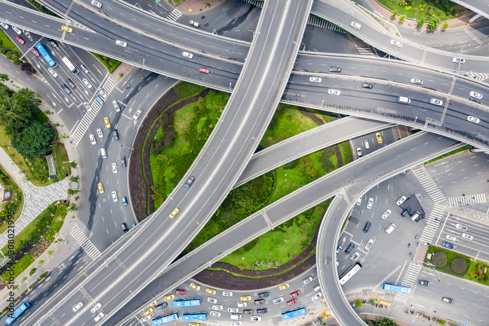 Aerial view of a massive highway intersection Stock Photo | Adobe Stock