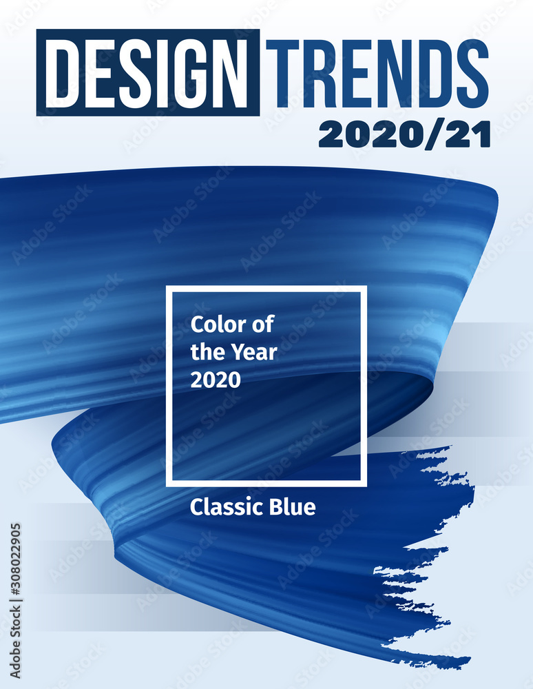 Color of the year 2020 vector concept. Classic Blue Color trend brush ...