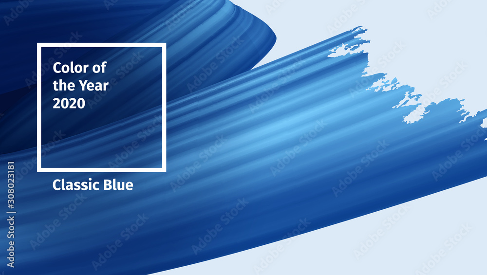 Color of the year 2020 vector concept. Classic Blue Color trend brush ...