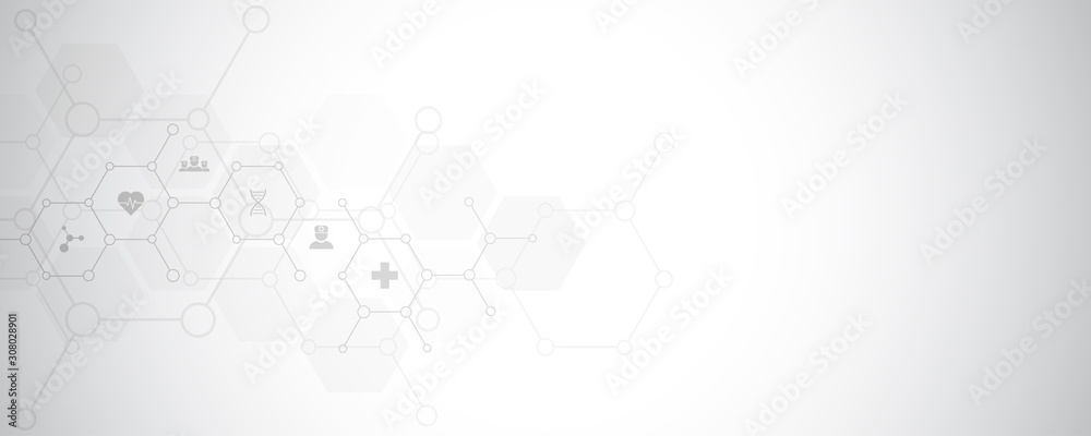 Abstract medical background with flat icons and symbols. Template ...