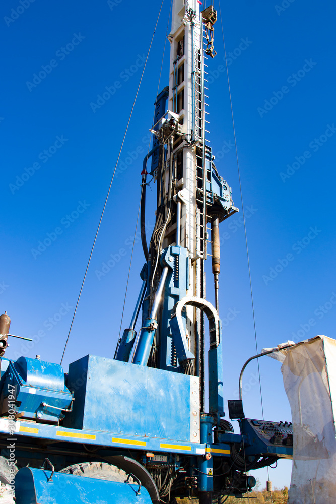 Drilling rig. Drilling deep wells. Coring. Industry. Mineral ...