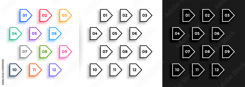 line arrow style direction bullet points big set Stock Vector | Adobe Stock