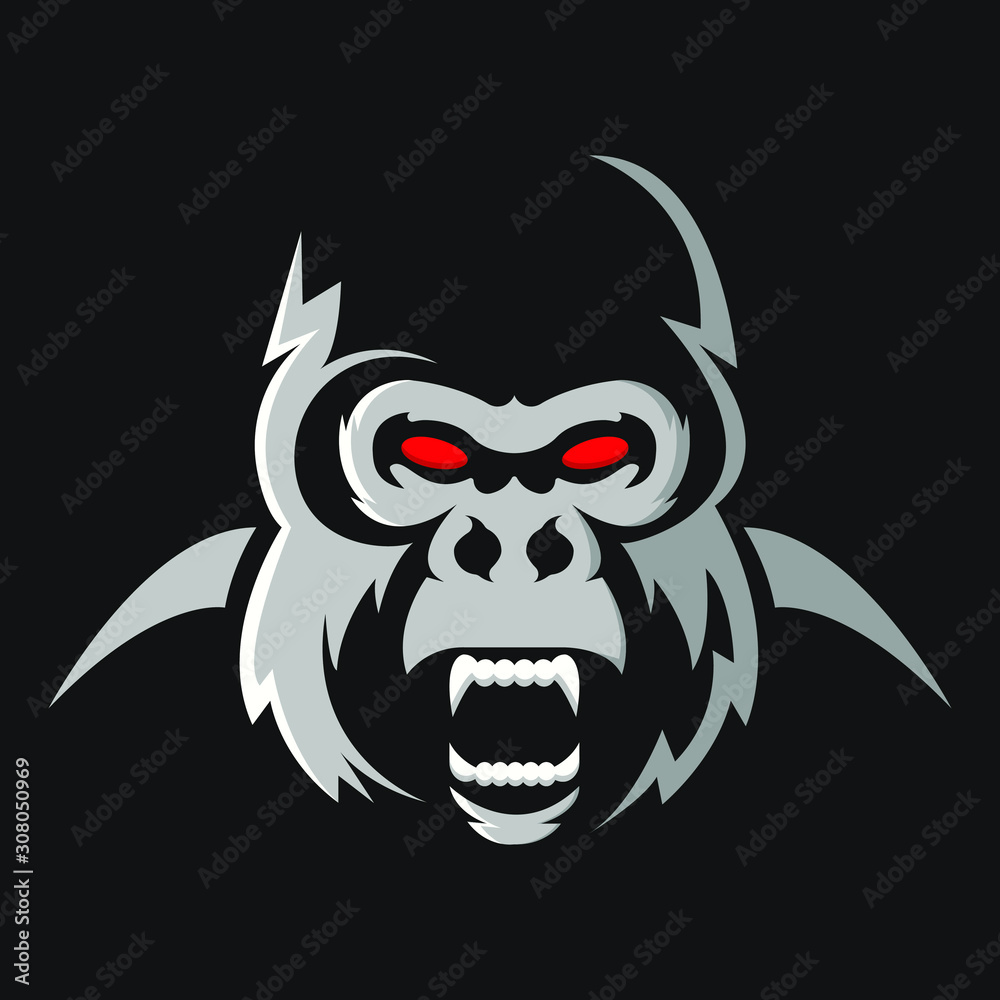 stock vector angry gorilla mascot logo with red eye illustration. logo ...