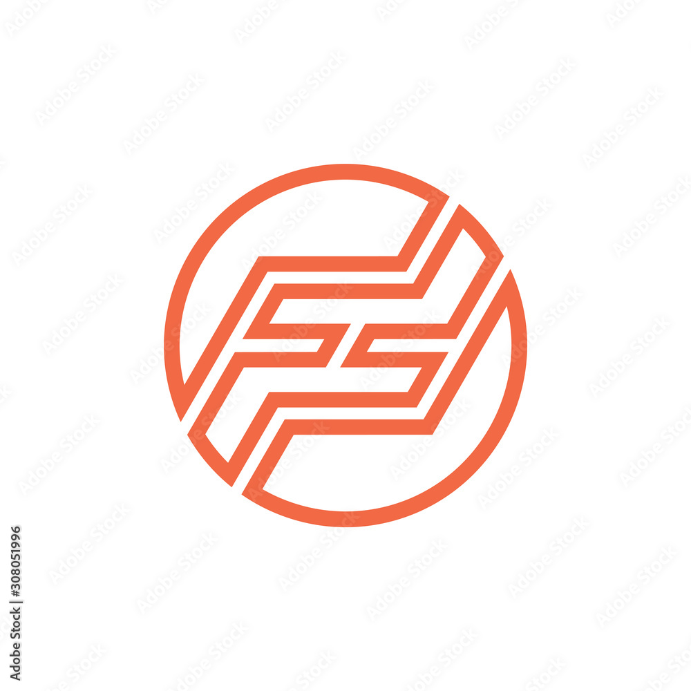 Abstract letter ff stripes circle line logo vector Stock Vector | Adobe ...