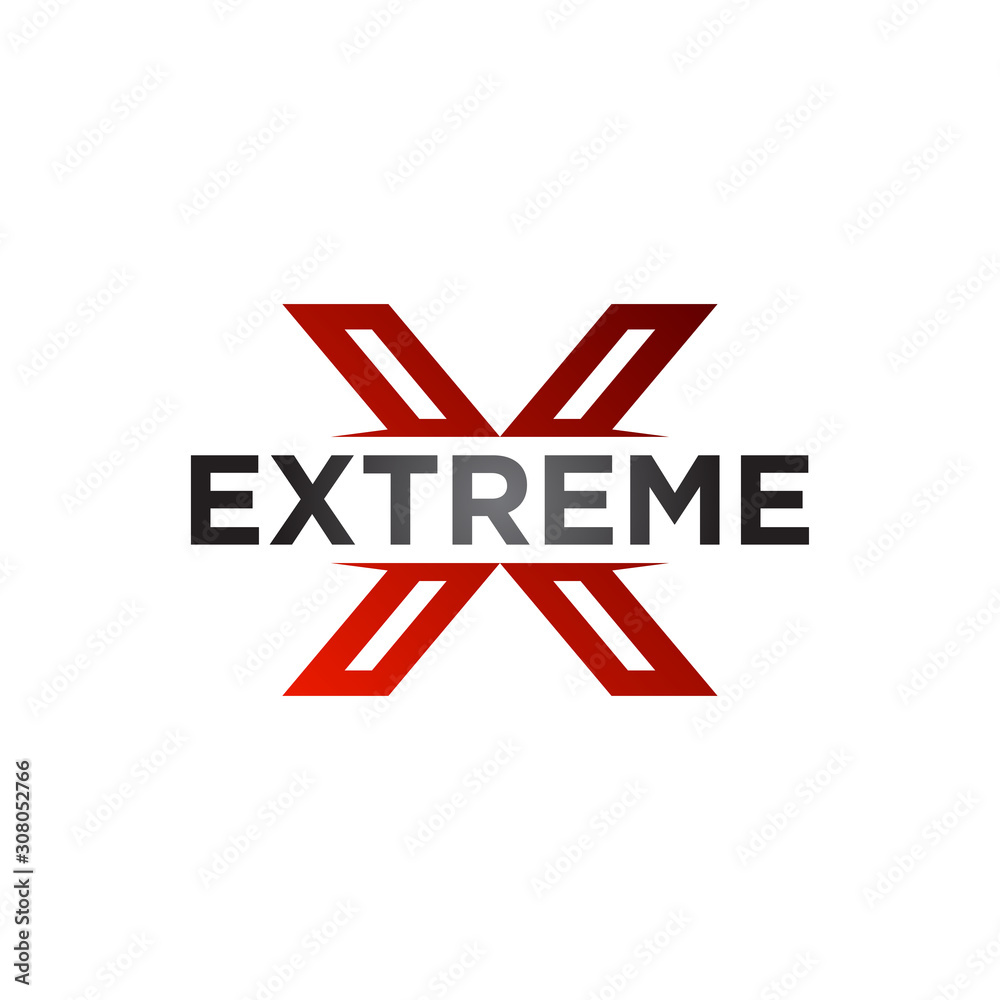 extreme vector logo design. consisting of a extreme logotype on letter ...