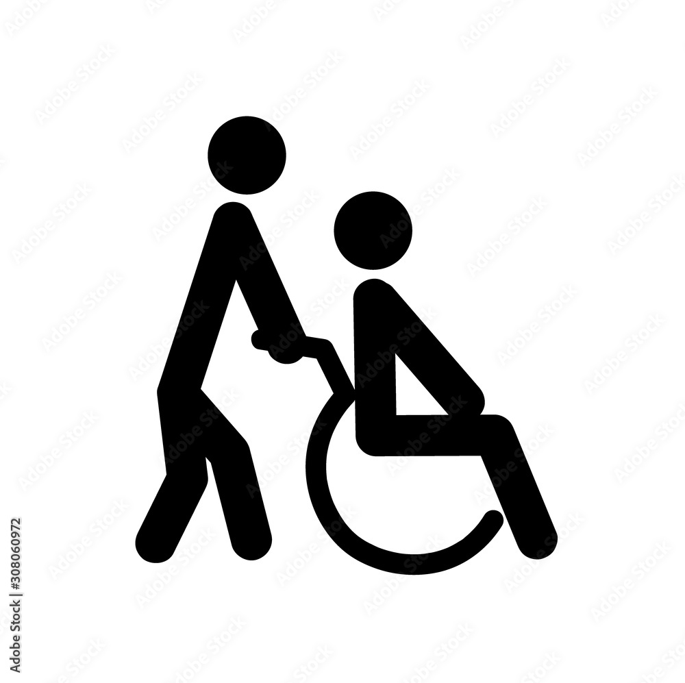 wheelchair man icon. disabled person. help and support concept. vector ...